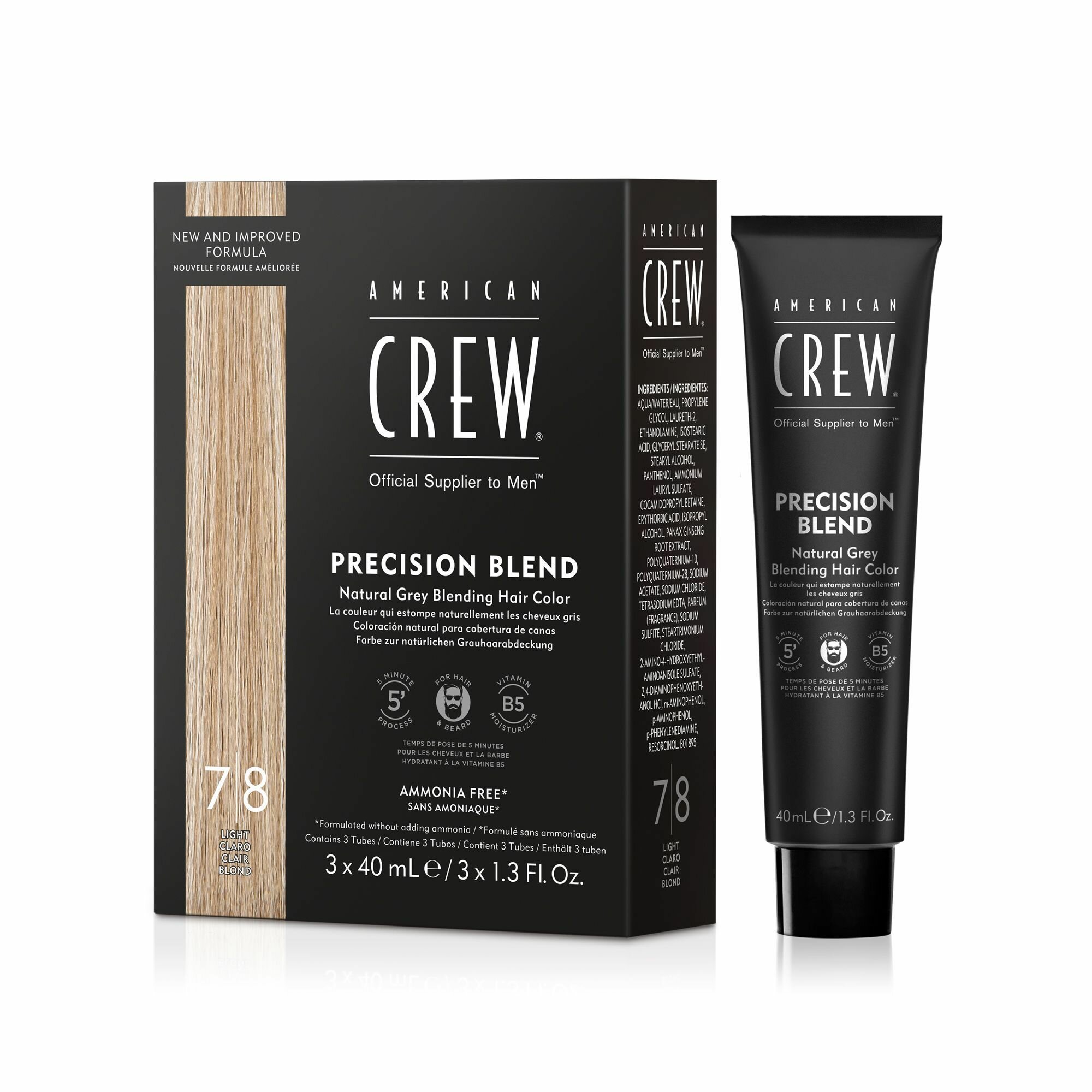 Краска для волос American Crew Precision Blend 7/8 блонд, без аммиака, 3x40 мл