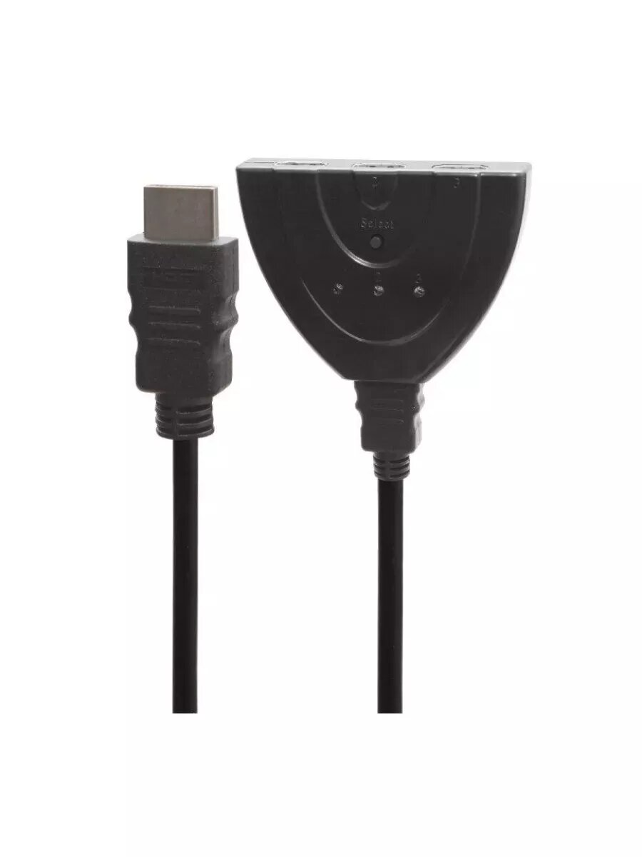 Кабель - разветвитель HDMI на 3 HDMI с переключателем, Cantell FullHD, 0.6 м, черный — фото 1
