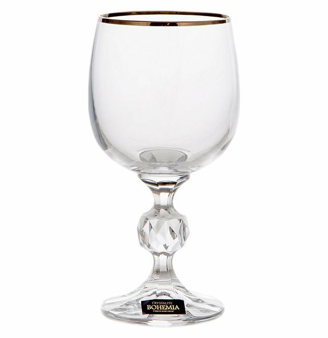 Бокал для белого вина 190 мл 1 шт Crystalite Bohemia "Клаудия /Отводка платина" / 342414