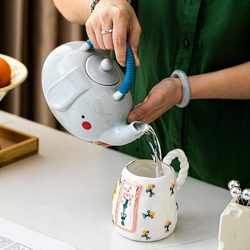 Чайник-распылитель в форме слоника, керамический чайник, кувшин для холодной воды, термостойкий, для дома, для