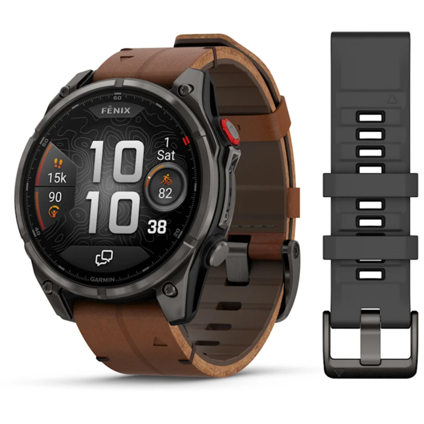 Умные часы Garmin Fenix 8 Pro 51mm Amoled Sapphire Carbon Grey + кожаный ремешок