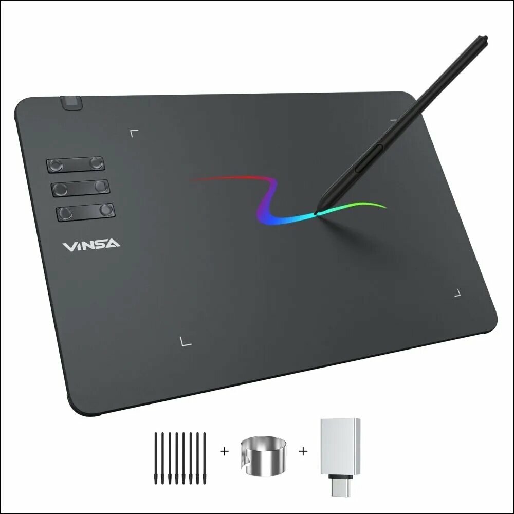 Графический планшет 8192 уровня графический планшет для рисования 170*107mm доска для рисования с перчатка для компьютера , пк , телефона, ноутбука, Поддержка Android Mac Windows, формат A4, черный