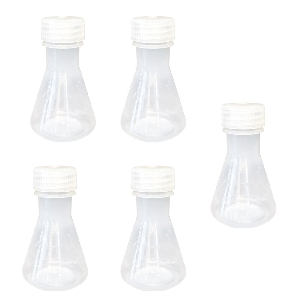 5 шт. градуированных лабораторных колб с герметичной крышкой, Прозрачные пластиковые колбы для лаборатории