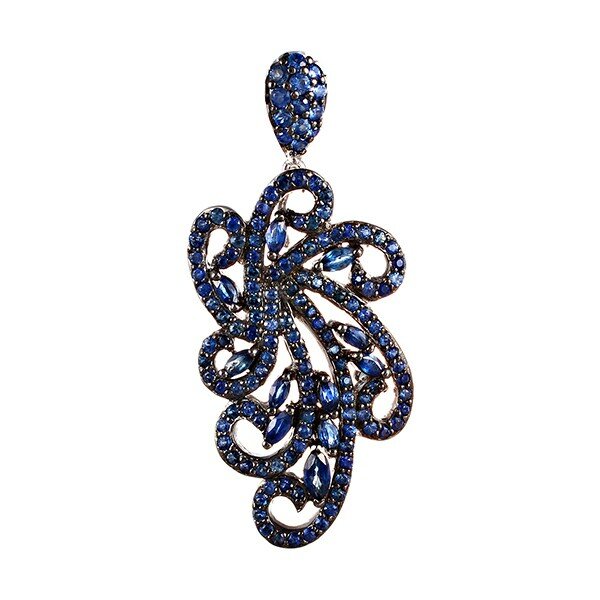 Подвеска, серебро, 925 проба, сапфир