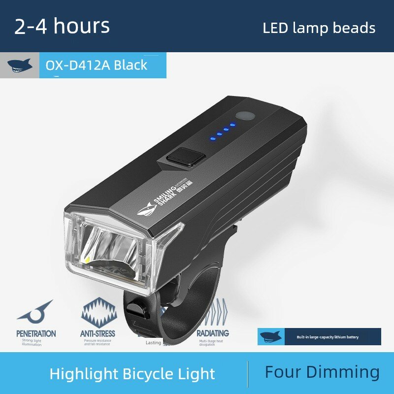 Суперяркий велосипедный фонарь Smiling Shark из ABS-пластика с интеллектуальным управлением, светодиодный прожектор для