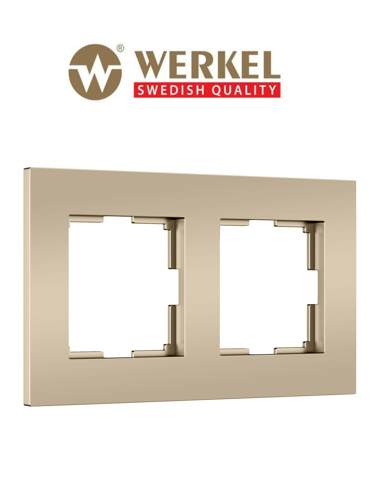 Рамка на 2 поста WERKEL Slab W0022911, поликрбонат, цвет шампань софт