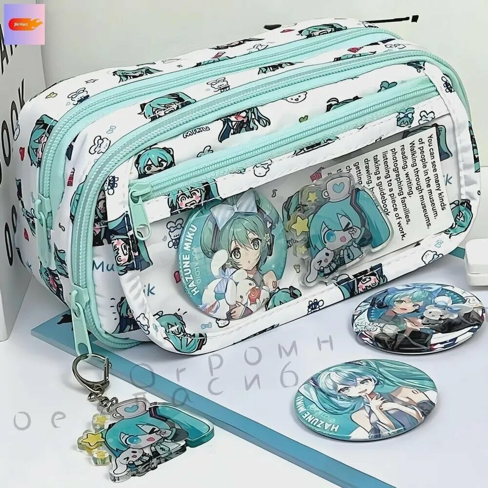 Пенал Hatsune Miku с окошком, небесно-голубой0