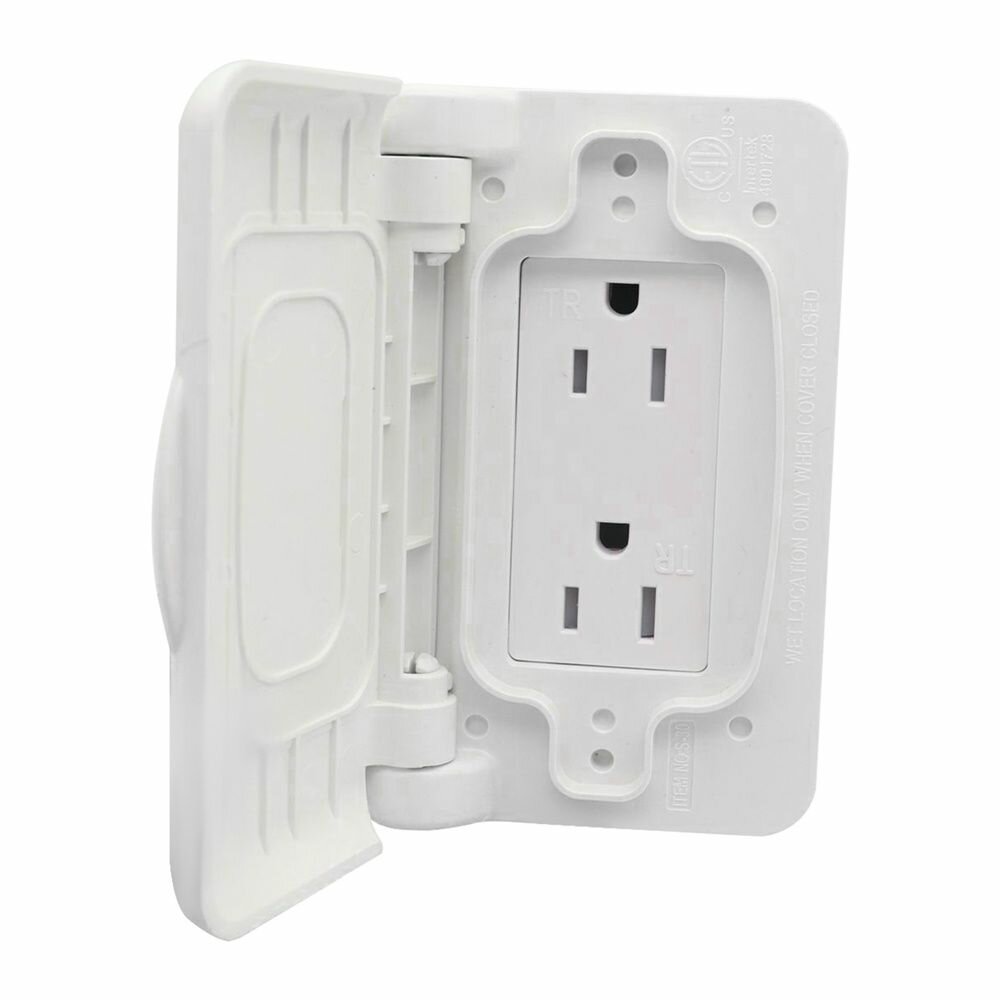 Розетка для прицепов, кемперов и автодомов, 125 в, 15 а, белая, с американским штекером
