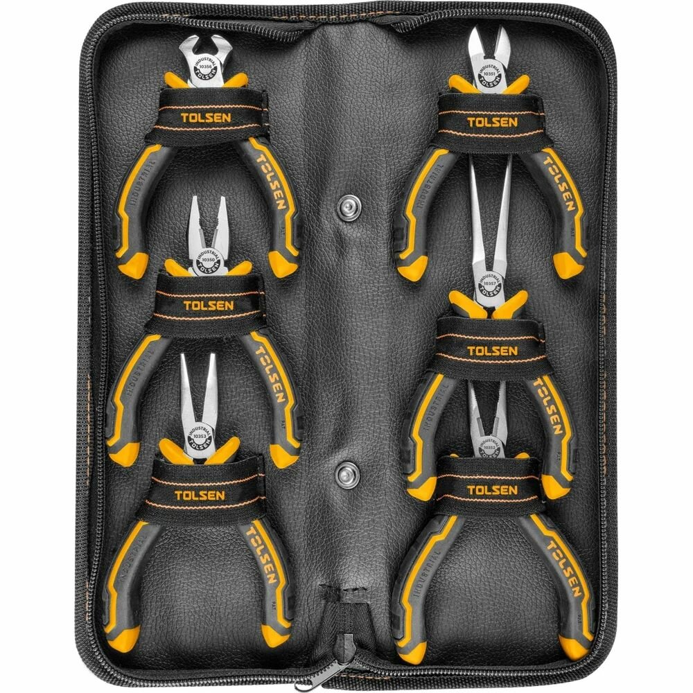 Набор мини пассатижей и бокорезов TOLSEN GRIPro 6 предметов, в футляре на молнии 10359