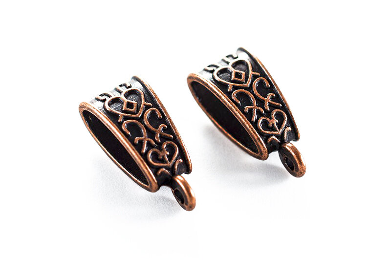 Держатель для кулонов 18х8х7мм, отверстие 12х4,5 и 1мм, цвет античная медь, сплав металлов, 03-020, 2шт