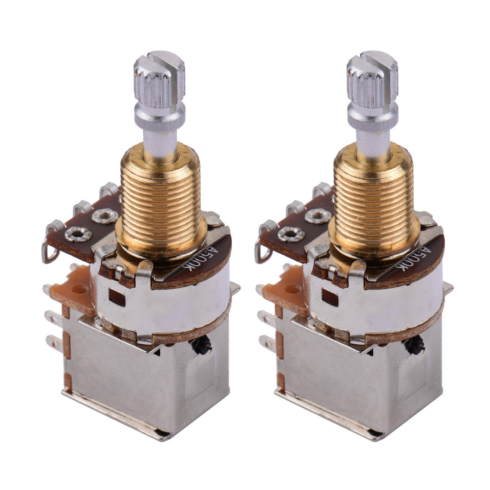 Электрогитары басовые потенциометры Split Shaft Pots выключатель с кнопкой Push Push запчасти для гитары 2 штуки Материал медь Размер изделия 4.8 * 2.5 * 1.3 см Вес изделия 15 г (одно) Размер упаковки 15 * 10 * 1.5 см Вес упаковки 34 г