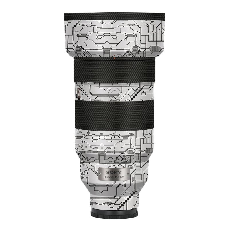 Защитная пленка для объектива Sony FE 50-150mm f/2.8 GM с белым узором схемы, клей 3M