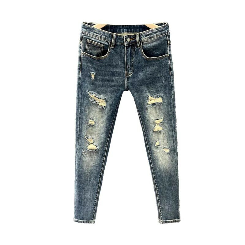 MON Мужские Джинсы Винтаж Вышивка Слим Стрейт Деним, Размер_M