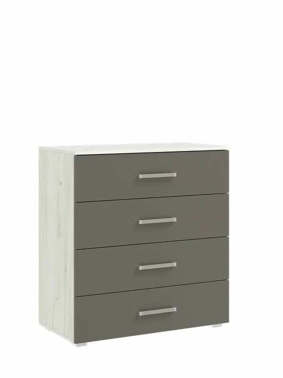 Комод Фиеста NEW 4 ящика (852х908х446) (Графит/Дуб Крафт Белый) МИФ