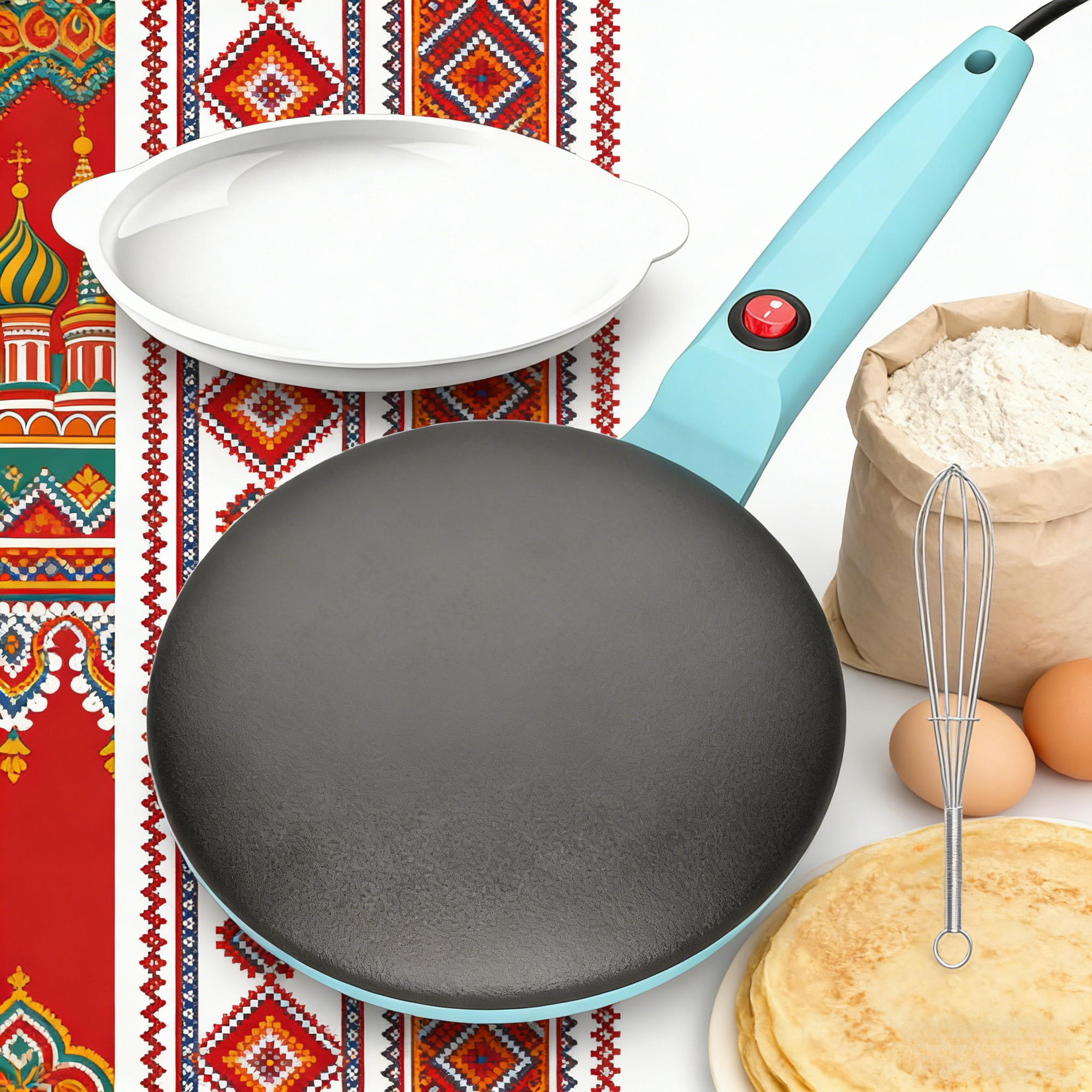 【Масленица 2026】Блинница 15 секунд - 2 в 1 (блины/гриль), антипригарная, 6 цветов, экономичная