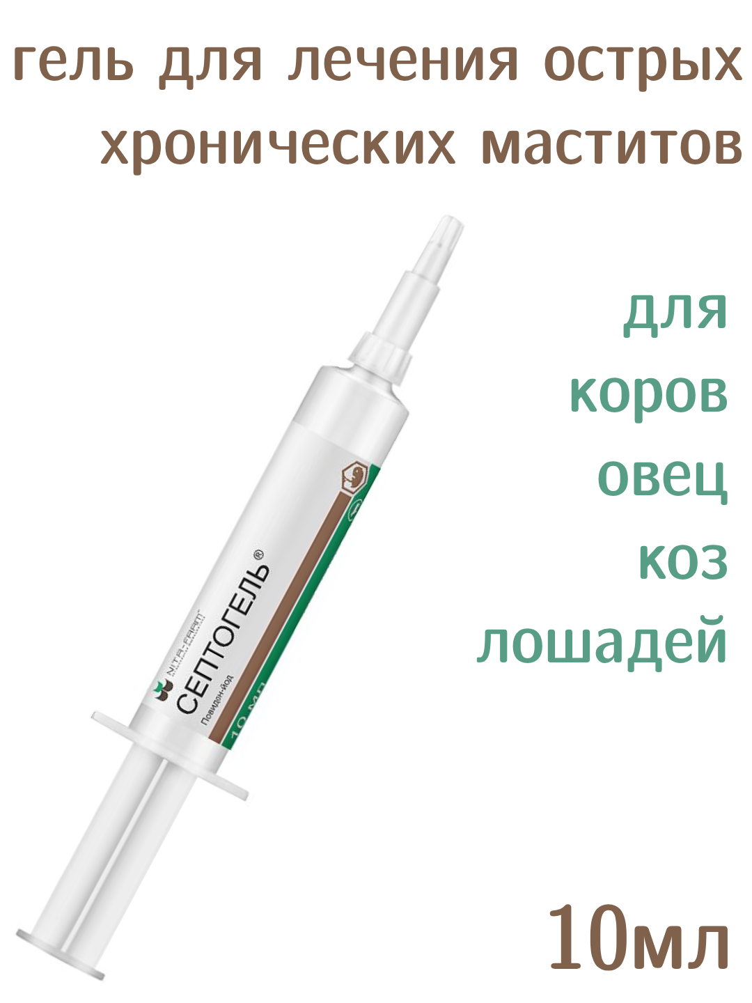 Септогель, антисептический гель для интрацистернального введения, для КРС, 10 мл