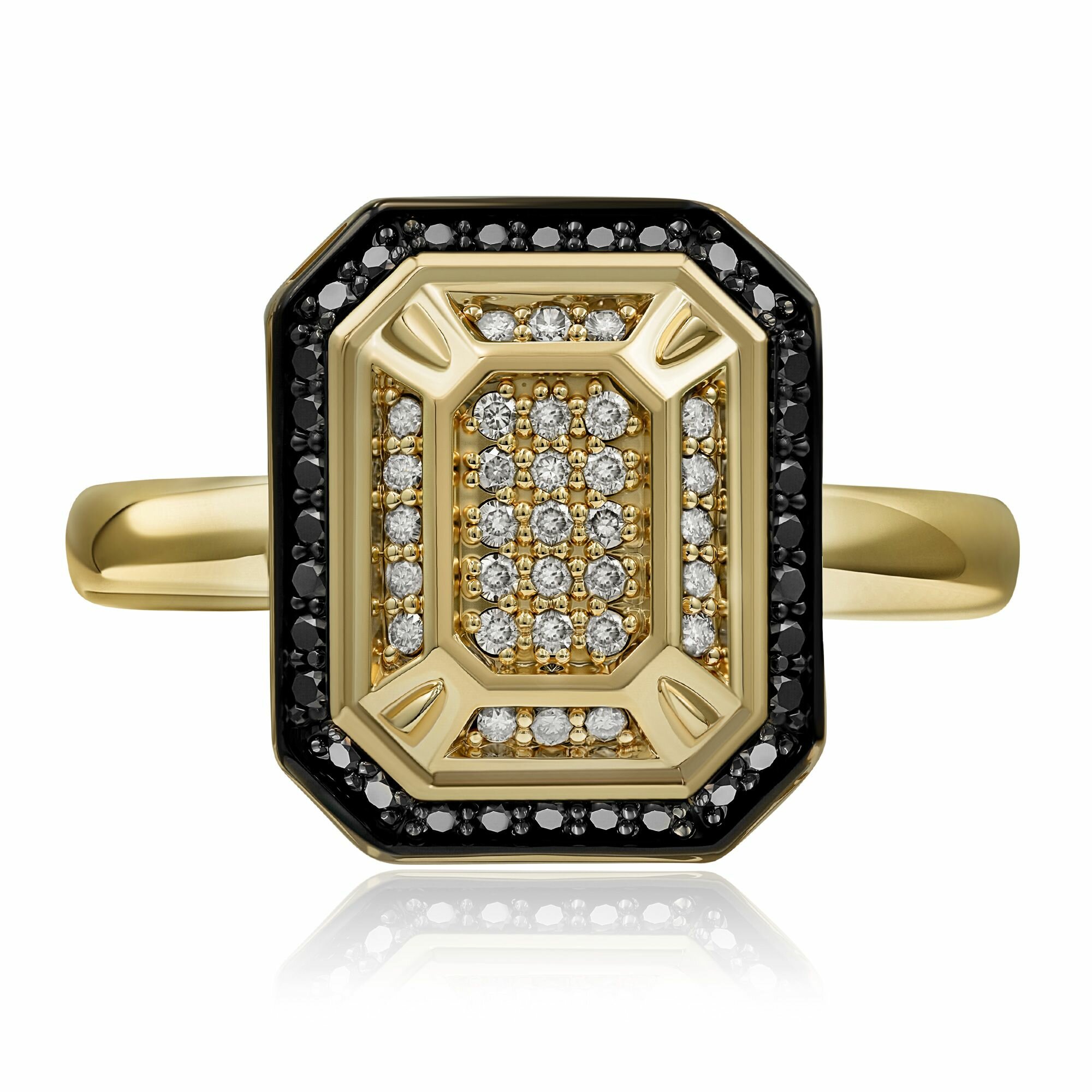 Кольцо, желтое золото, 585 проба, родирование, бриллиант