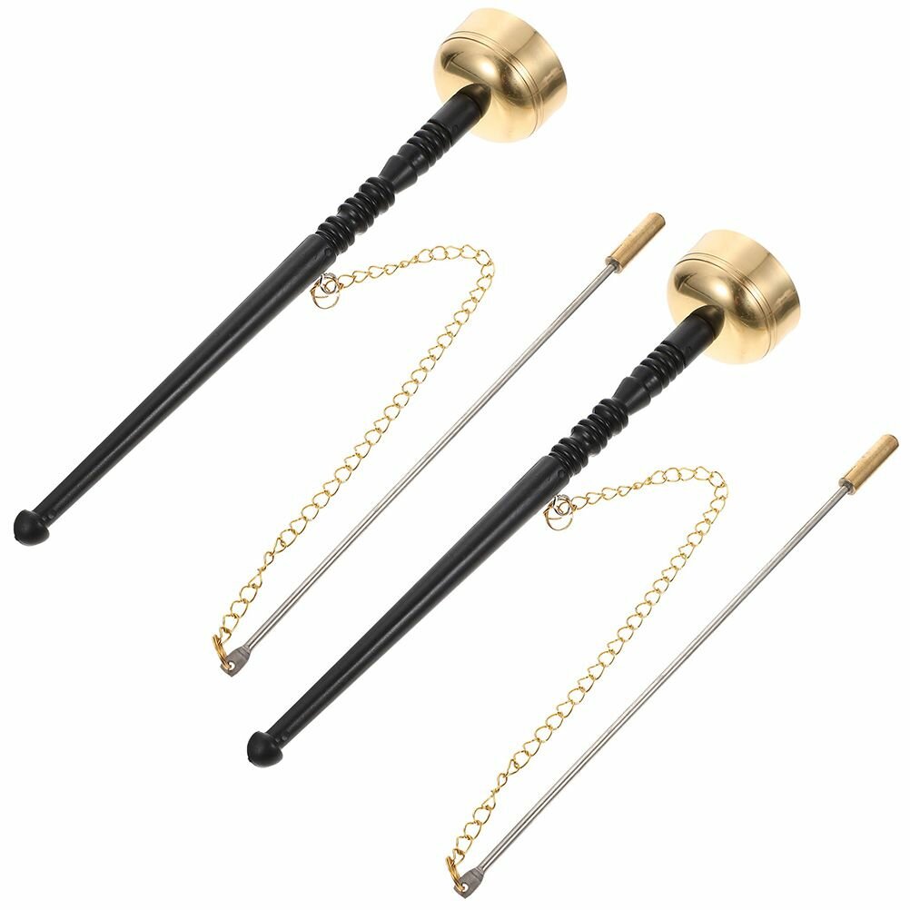 Буддийский медный колокольчик с серебряным покрытием и деревянной ручкой для храма и дома набор из 2 шт