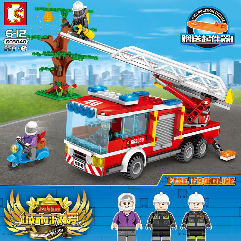Совместимый с LEGO набор мини-фигурок пожарной машины: военный пожарный строительный набор для мальчиков, 1 фигурка,