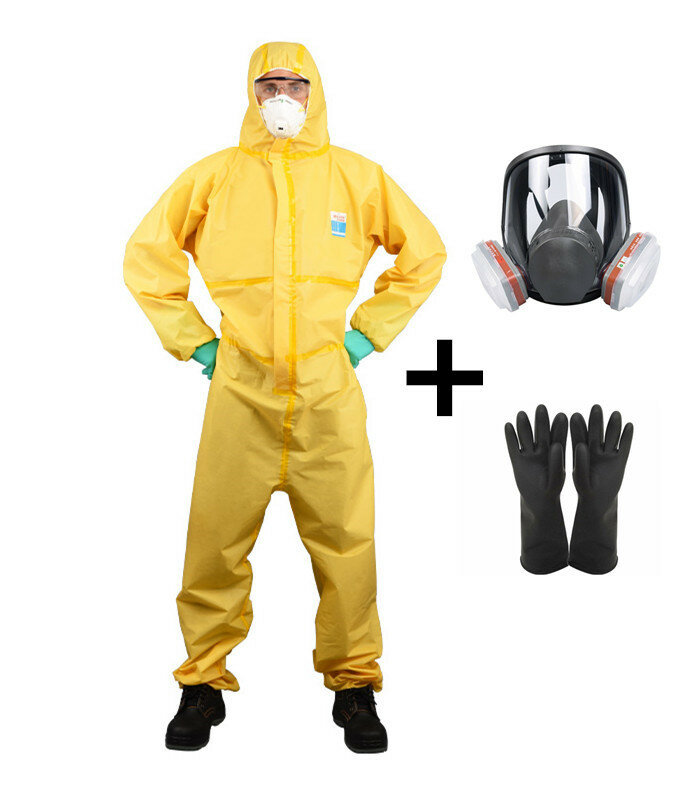 Легкий химически защитный костюм Kunzeer K4000, противогаз, защитный щиток для лица, защита от ядерного излучения, химически защитная одежда, устойчивая к кислотам и щелочам