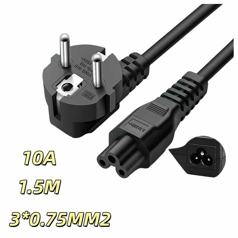 Сетевой кабель питания IEC C5 (3-pin)/IEC C7 (2-pin), 1.5 м, черный