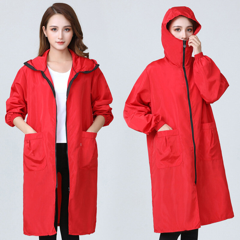 Удлиненный фартук для взрослых, рабочая одежда для дома и кухни, водонепроницаемый, маслостойкий, длинный рукав, модный фартук для женщин на весну и осень