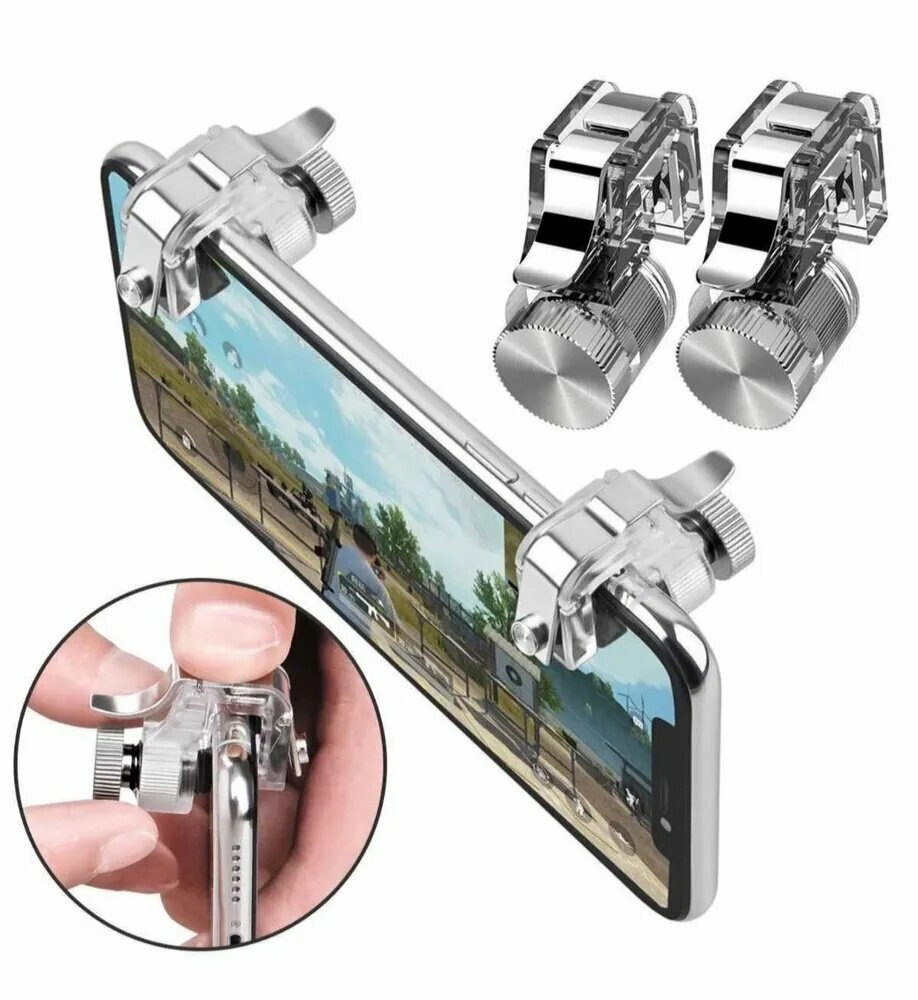 Триггер для PUBG, железный джойстик для мобильного телефона Геймпад, контроллер L1R1 R11 (Fortnite, Call Of Dudy) Серый Металик