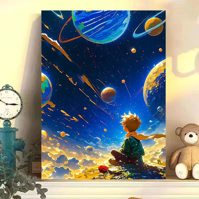 Картина по номерам "Маленький принц и роза" 30x40 см