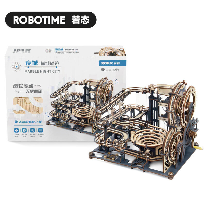 2026 Ruotai Ruoke Ночная Городская 3D Пазл DIY Деревянная Модель Шариковой Трассы Креативная Детская Игрушка Подарок на Праздник
