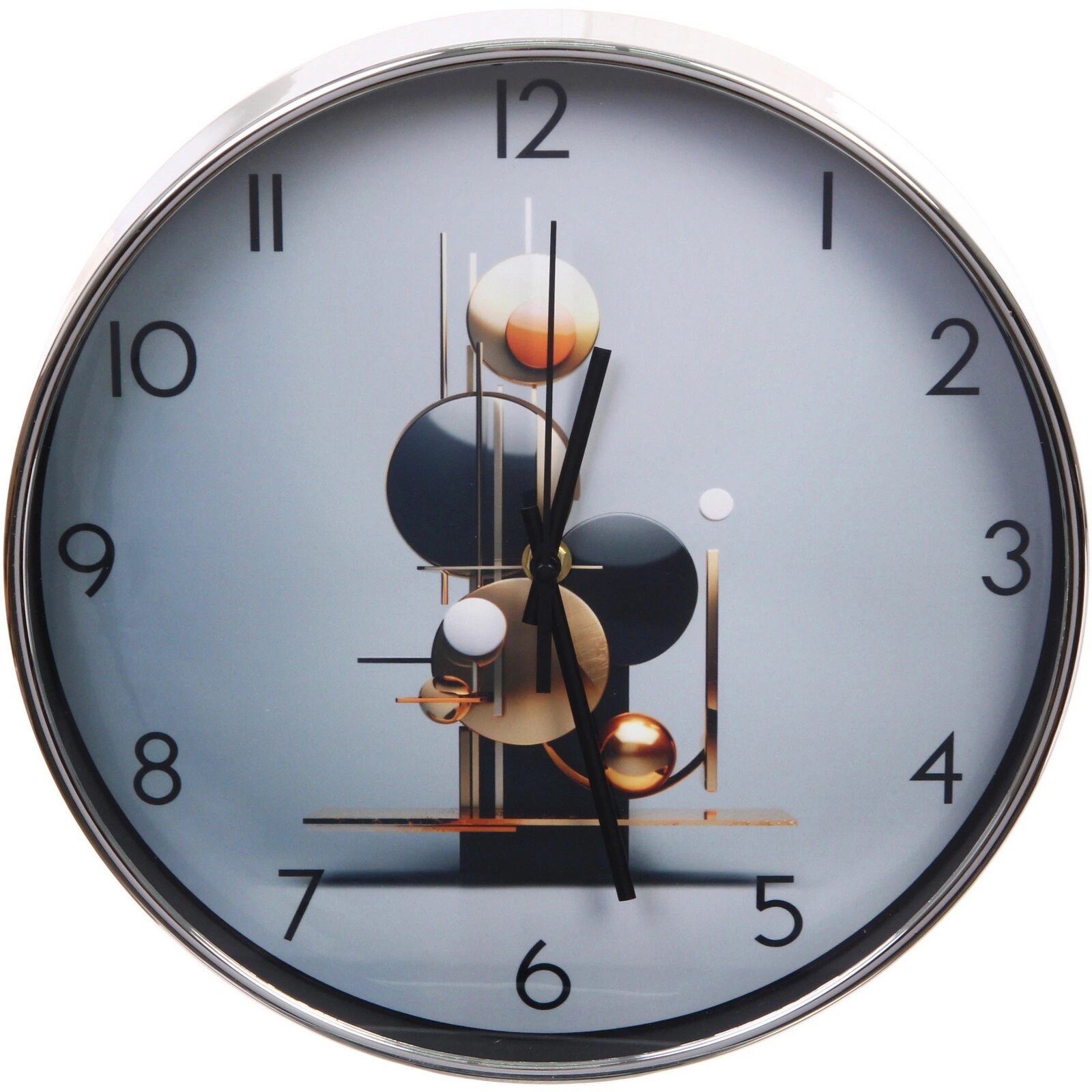 Часы настенные «HOME STYLE» 30 см, серебристый корпус, маятник, абстрактный дизайн