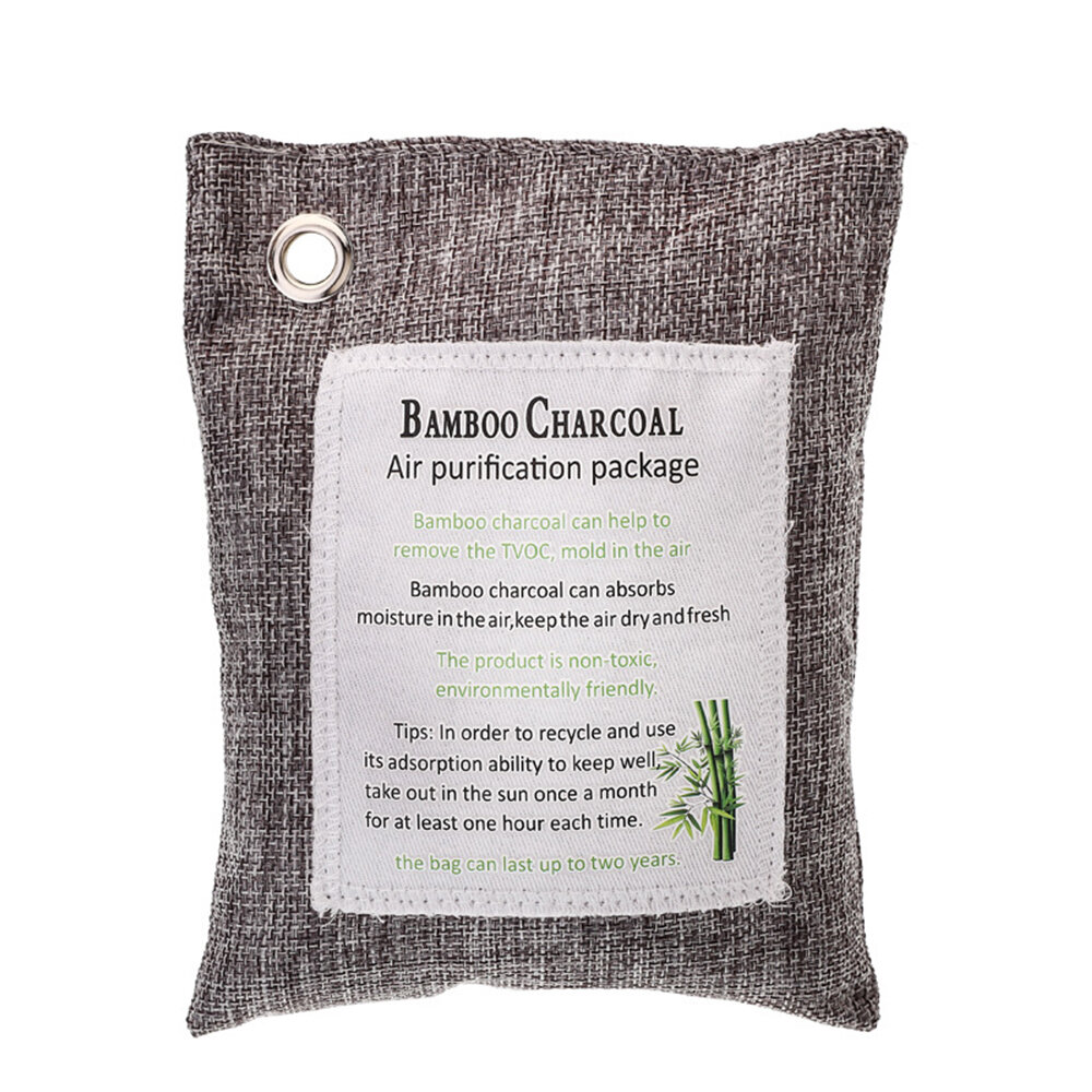 1 упаковка 200 г Сумка из бамбукового угля для дома Активированный уголь Поглотитель запахов Удаляет TVOC Очищает воздух для дома автомобиля гардероба шкафа, Цвет: Серый/ Светло-зеленый/ Розовый/ Черный (по выбору), Материал: Уголь+ SMS нетканый