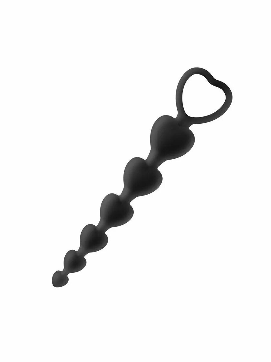 Мягкие анальные бусы, силикон, 6 шариков, с сердечками