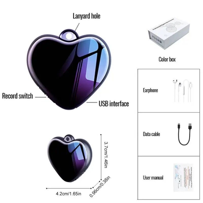 Цифровой диктофон ALLOYSEED в форме сердца 64-8ГБ 8 ГБ