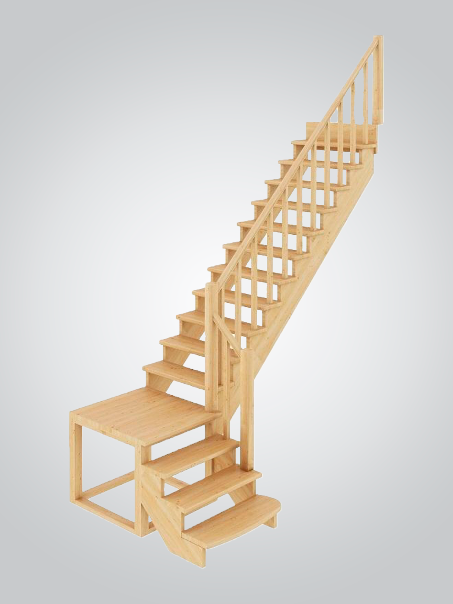 Лестница на второй этаж К-002м/1 Правая под покраску