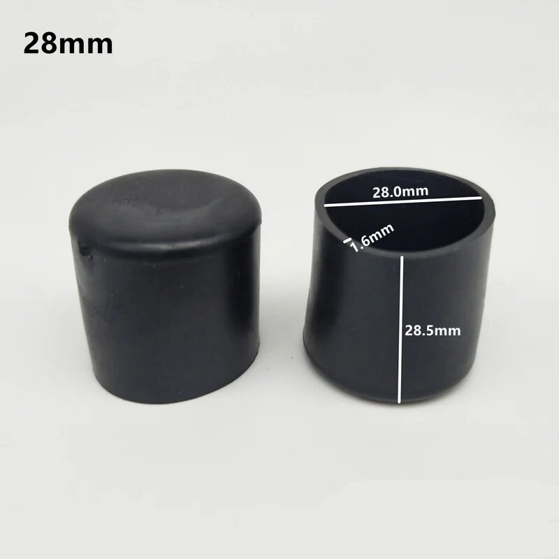 Резиновые наконечники для ножек мебели черные 16 шт 8pcs, Black-28mm