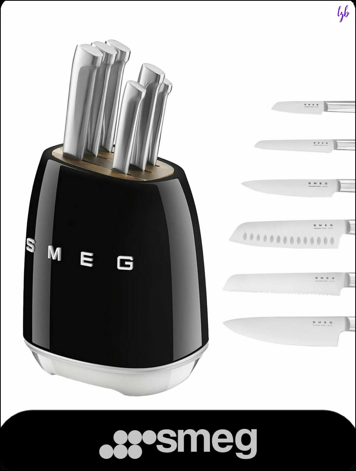 Эксклюзивный набор 6 ножей SMEG с подставкой для кухниЭксклюзивный набор 6 ножей SMEG с подставкой для кухни