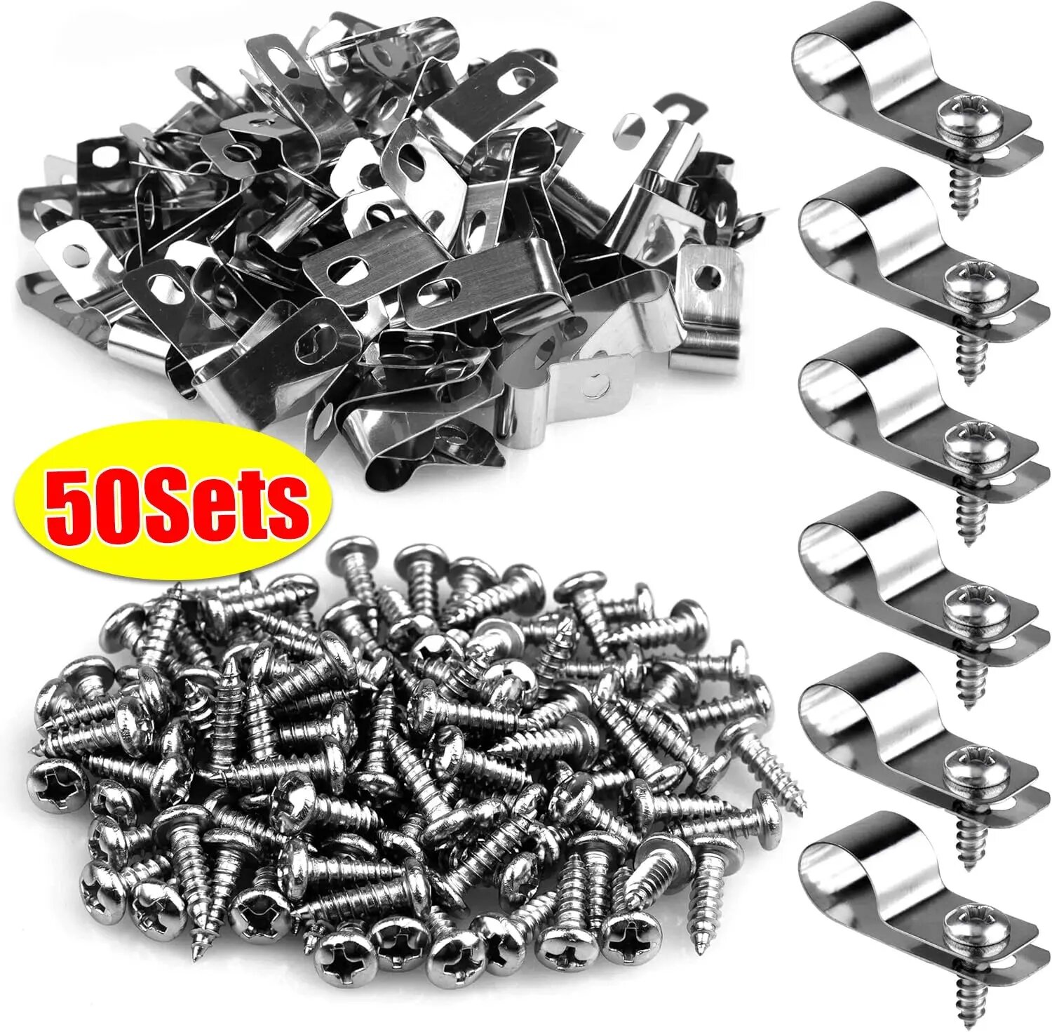 Зажимы для проводов R-типа из нержавеющей стали, 50 Sets
