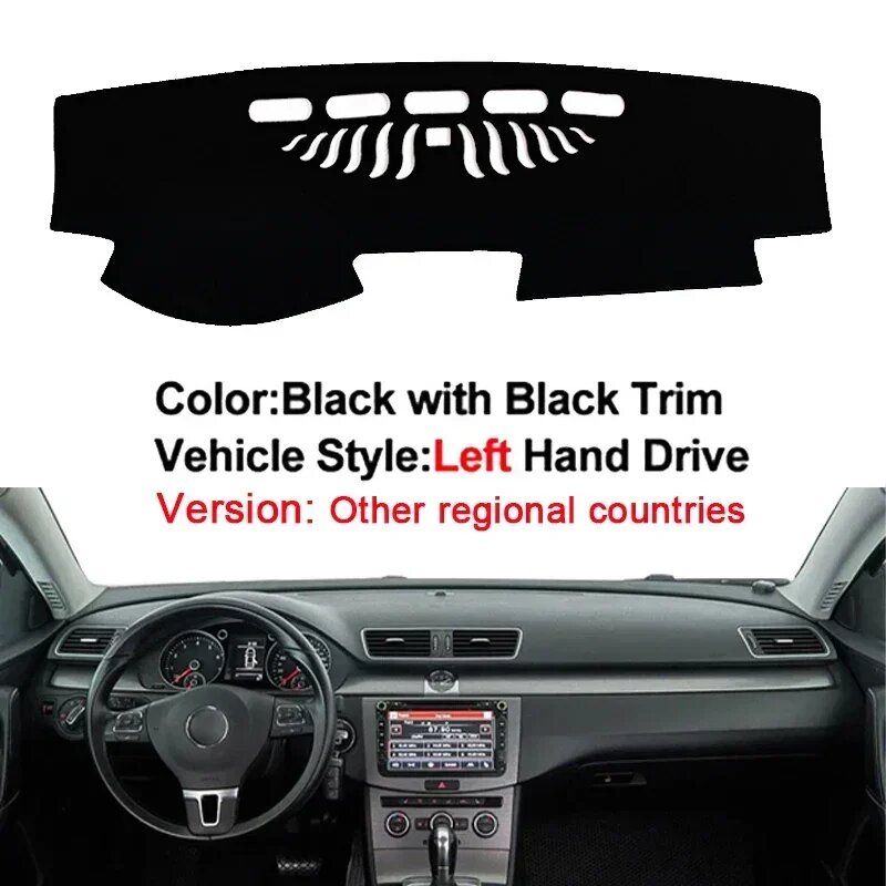 Чехол на приборную панель автомобиля, коврик для приборной панели, накидка для Volkswagen VW Passat B7 2011 2012 2013 2014 2015, коврик с защитой от солнца, автозащитный козырек Black LHD Style 2