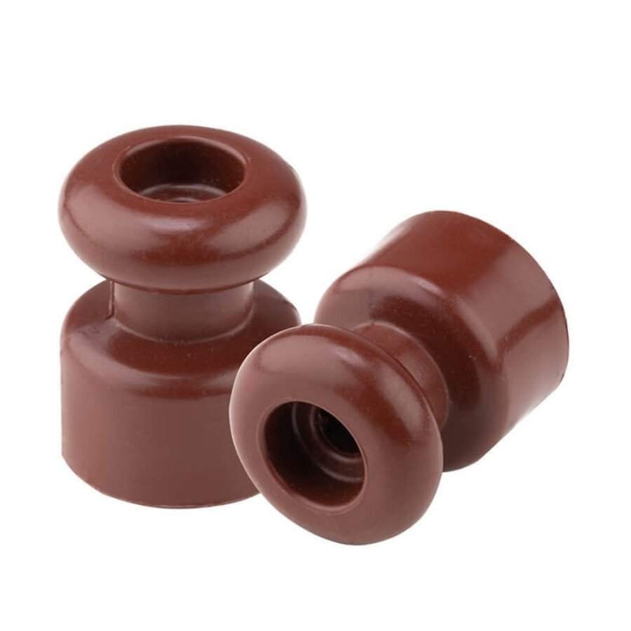 Ретро изолятор для витых проводов (17,5х22,5), пластик, цвет коричневый, 20шт