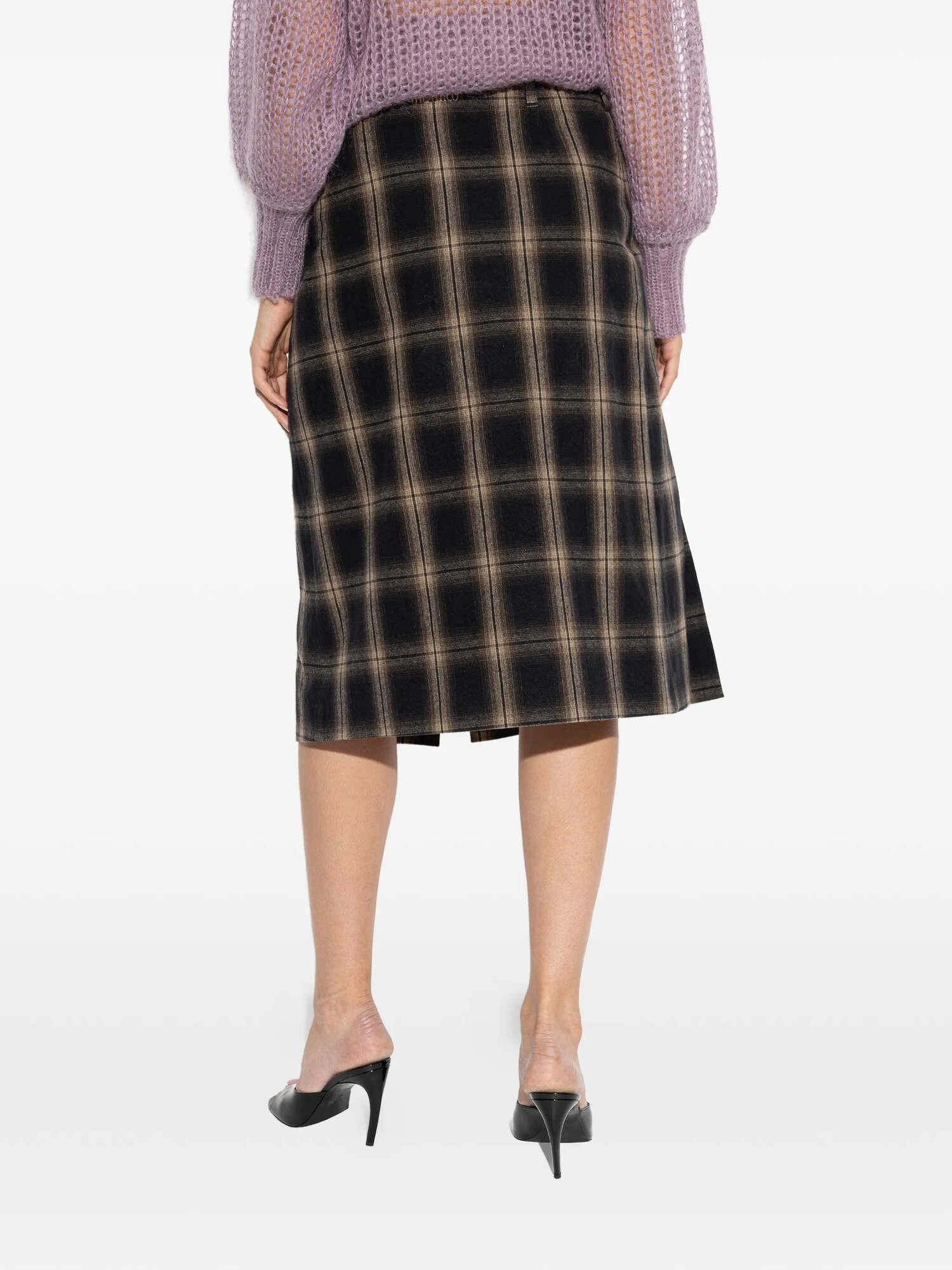 Юбка The Attico Button plaid skirt, размер 36, черный — фото 1