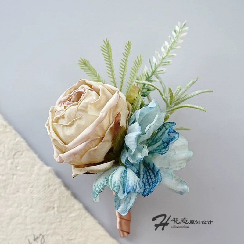 Бутоньерка для жениха и невесты, полный набор для родителей, имитация цветка на лацкане, цветок на запястье для шафера и подружки невесты