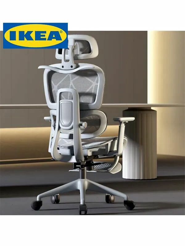 Игровое компьютерное кресло, Серая рама, серая сетка Xiaoyao с откидывающейся ножкой + 3D подлокотник + полая подушка + регулировка глубины сиденья