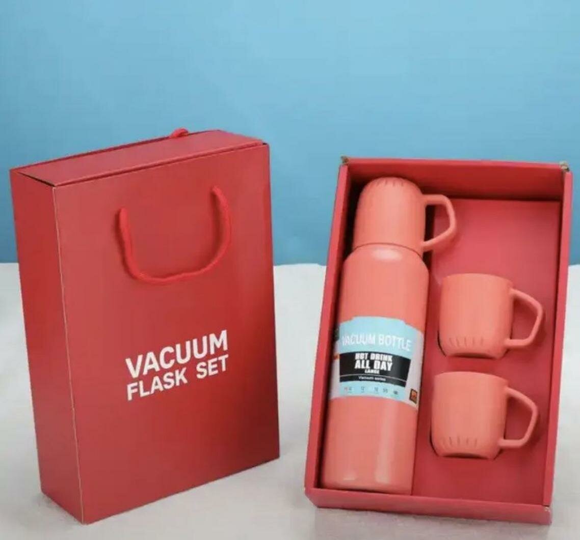 Термос Крышка-чашка, Отверстие для питья, Непроливайка, 0.5 л, с 3 кружками. Набор