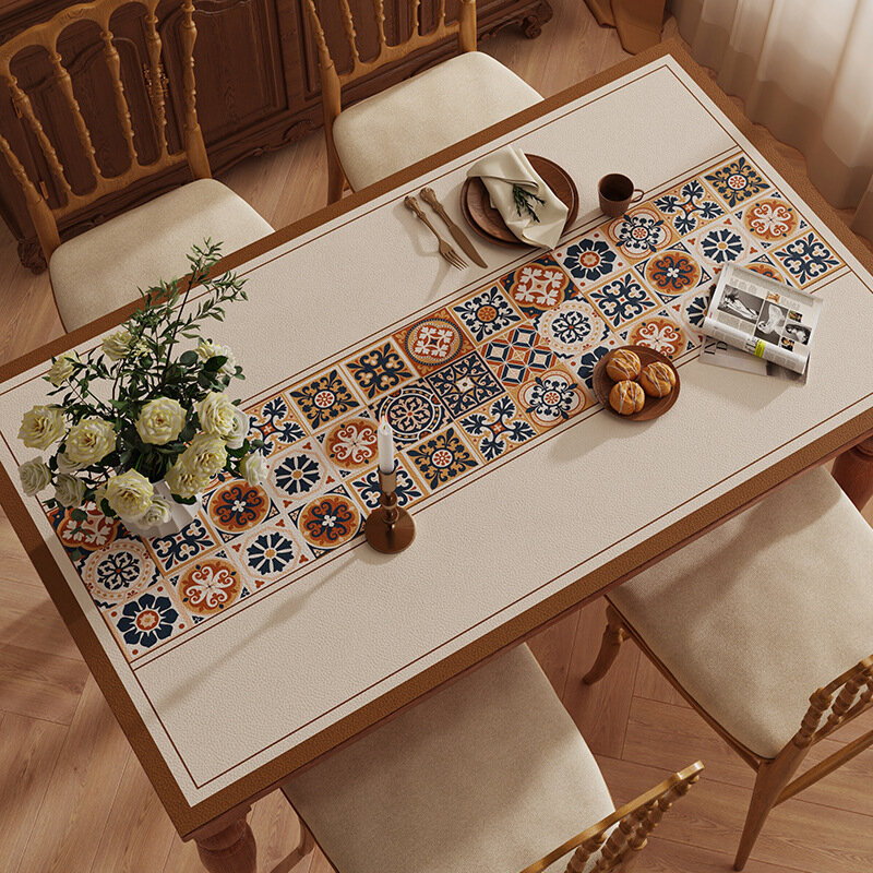 Винтажная кожаная скатерть для кофейного стола, пылезащитный коврик, водонепроницаемый, термостойкий, моющийся, стираемый коврик для обеденного стола