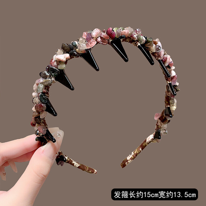 2025 Новый высококачественный гребень из необработанного камня для женщин, изысканный универсальный высокий черепной ободок, заколка для мытья лица, аксессуар для волос