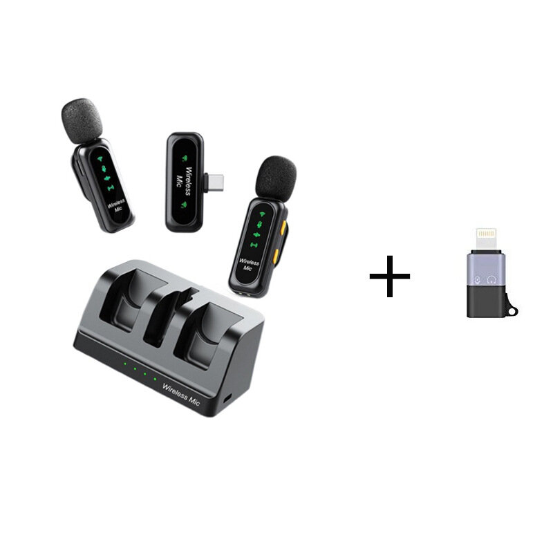 Беспроводной петличный микрофон с цифровым дисплеем и зарядным кейсом для прямой трансляции, видеозаписи, шумоподавление, мини-микрофон