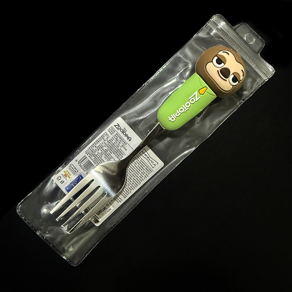 Силиконовая голова ложки и вилки Disney Winnie, нержавеющая сталь, детская ложка и вилка, фруктовая вилка, новая продукция, оптовая продажа ложек