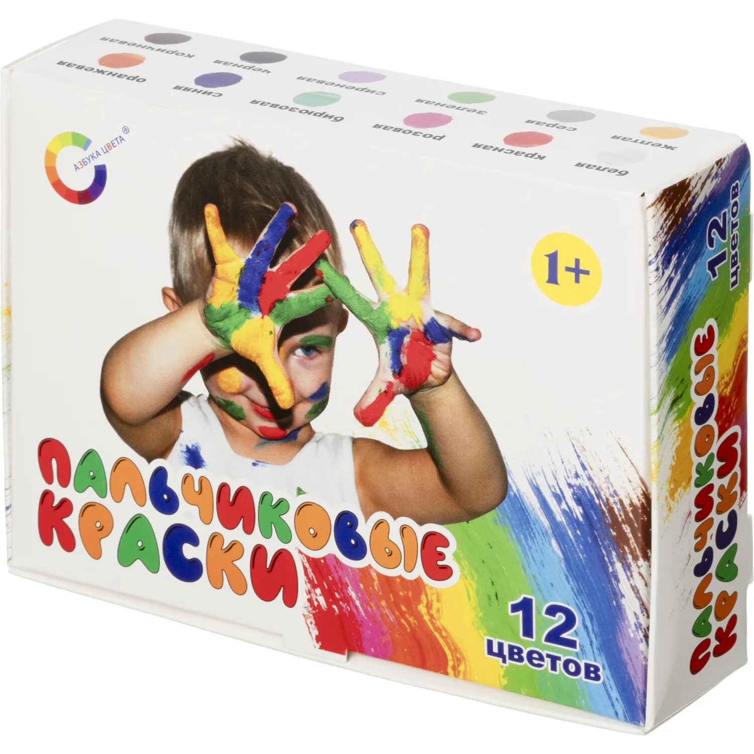Краски пальчиковые набор 12 цветов по 20мл азбука цвета Арт.91-12.20-00