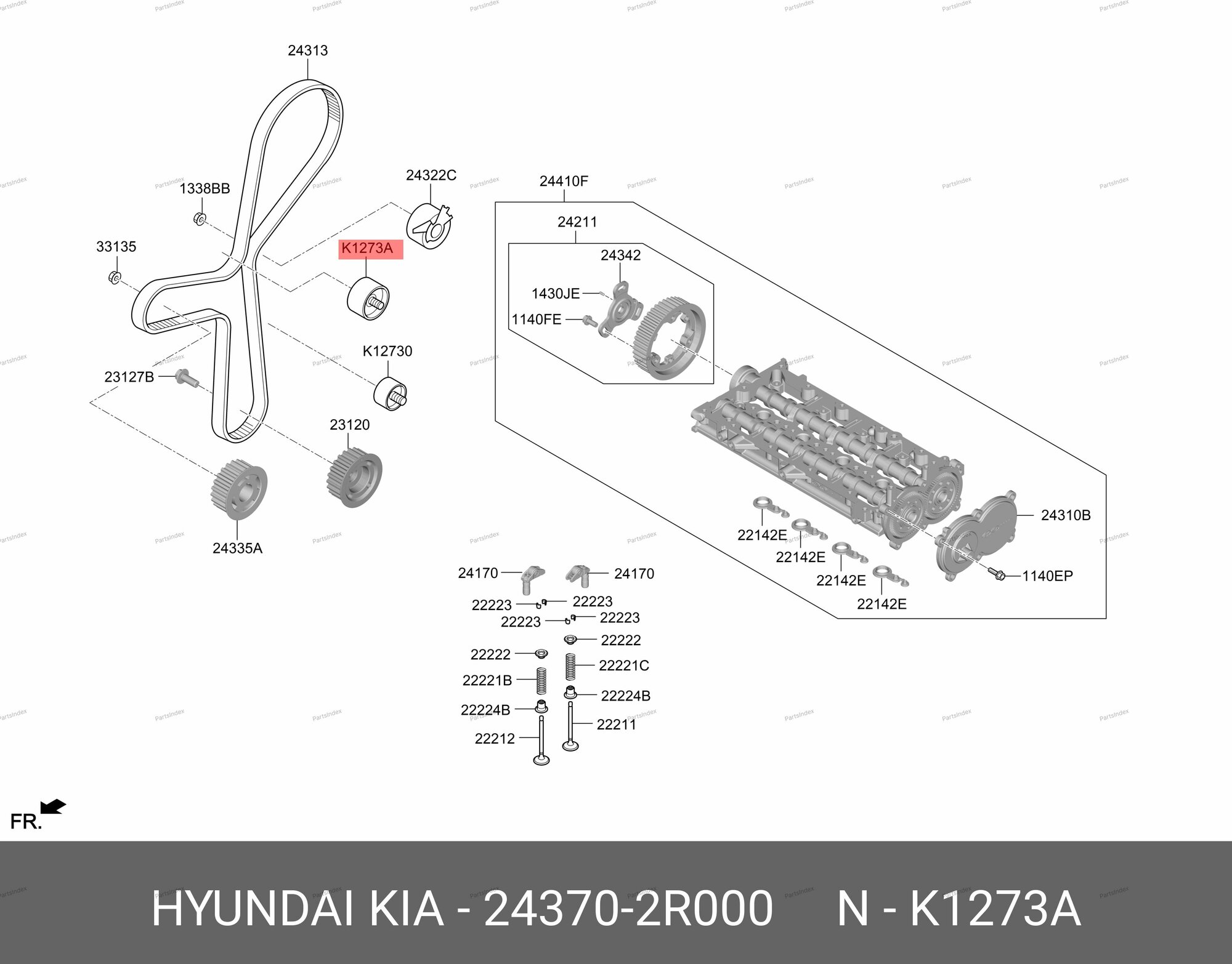 Ролик обводной ремня ГРМ 1, HYUNDAI/KIA/MOBIS 243702R000