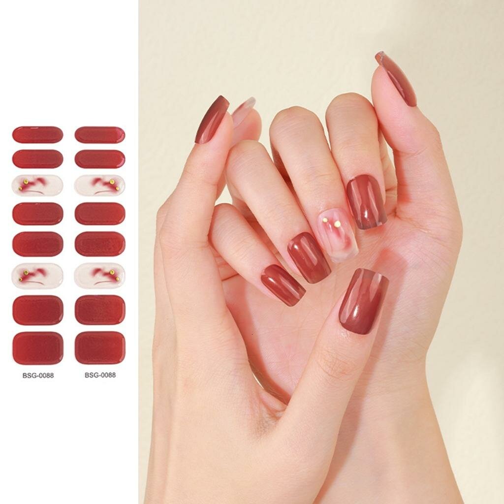 Гелевые наклейки для ногтей, 16 шт, Стиль BSG088